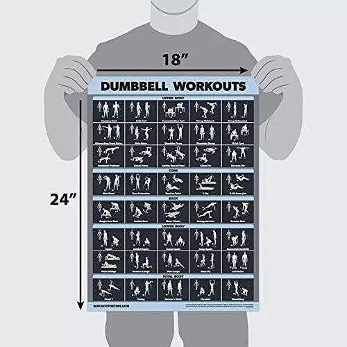 Dumbbell Workout Exercise Poster [Dark] 18" x 24" LAMINATED | eBay