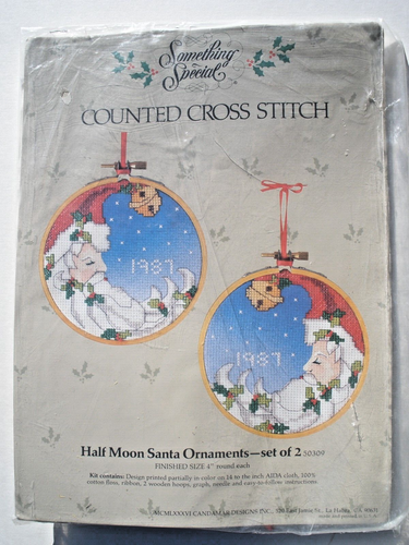 Something Special Half Moon Santa Christmas Ornaments Counted Cross ...