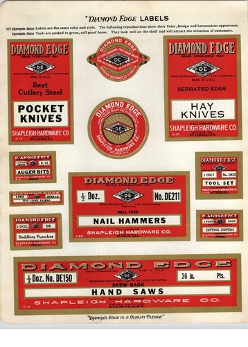 1935 Paper Ad Diamond Edge Shapleigh Hammer Pocket Knife Hand Saw ...