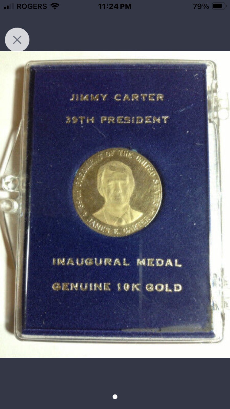Jimmy Carter Inaugural Medal 10K Genuine 10K Gold. I Don’t Ship To USA ...