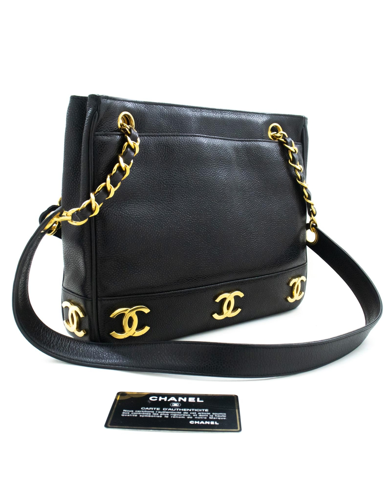 Pre Loved Chanel Authentic Vintage Black Leather Chai… - Gem