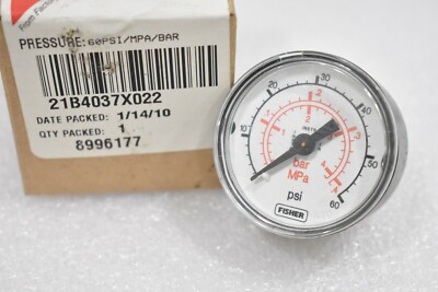GENUINE FISHER 21B4037X022 PRESSURE GAUGE 60PSI/MPA/BAR 1/4" NPT | eBay