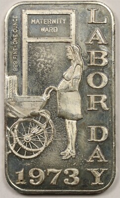 1973 Labor Day Maternity Ward Madison Mint .999 Fine Silver Art Bar 1 ...