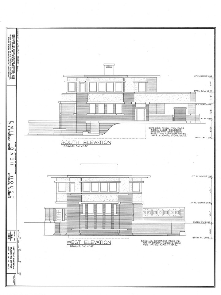 Frank Lloyd Wright Prairie Home, brick, 4 bedrooms, modern house plans ...