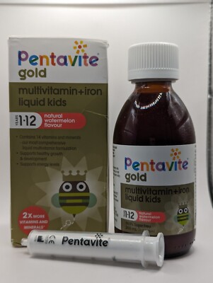 Pentavite Gold Multivitamin + Iron Liquid Kids 1 - 12 Watermelon 200ml ...