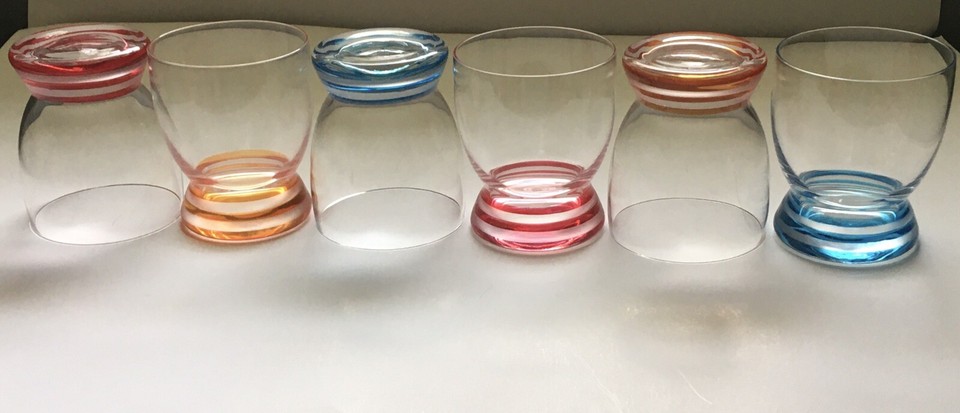 Vintage Swirl Art Glass Footed Rocks Glasses- Set Of 6 | eBay