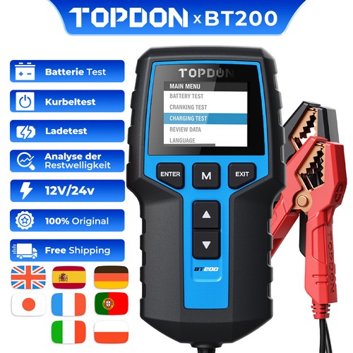 TOPDON BT200 12/24V Auto Batterietester KFZ Battery Tester AKKU ...