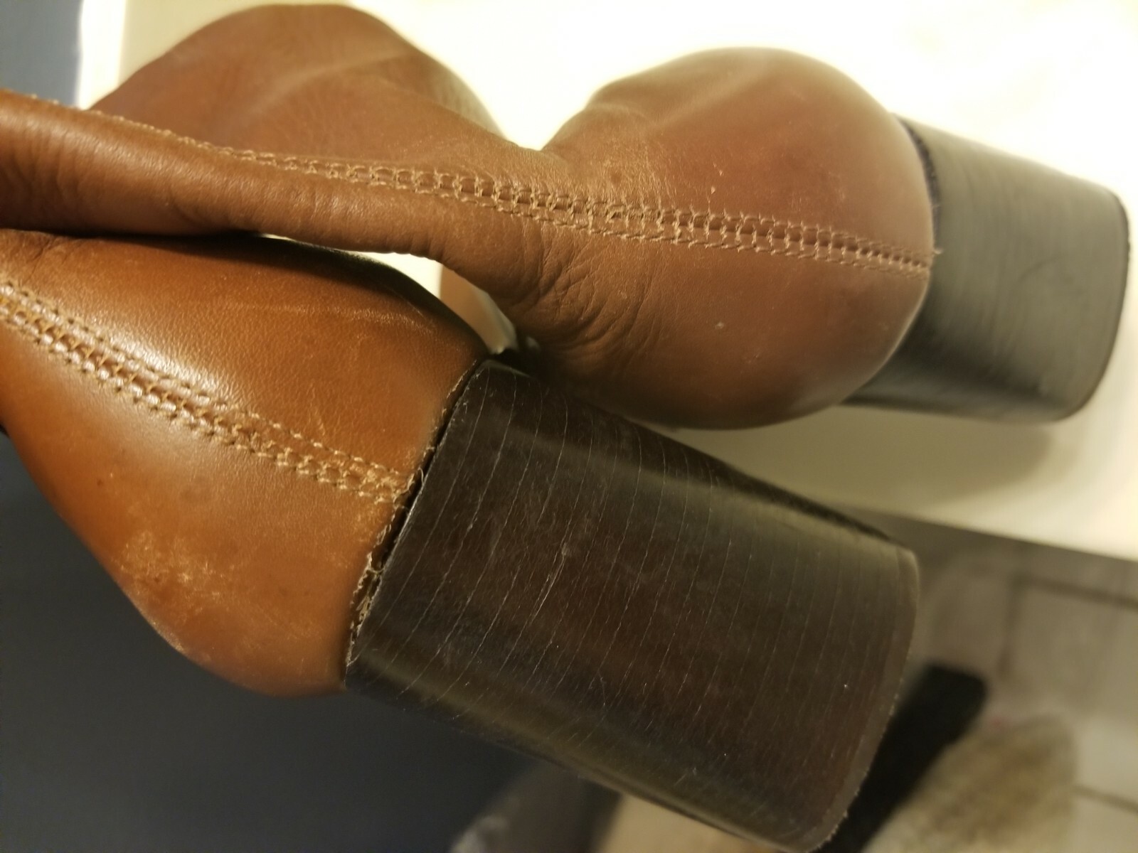 COLIN STUART VICTORIA'S SECRET BROWN BLOCK HEEL SQUARE TOE LEATHER ...