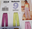 Butterick 3314 Pajamas Pants Shorts Top Pattern Plus Size 16 - 22 for ...