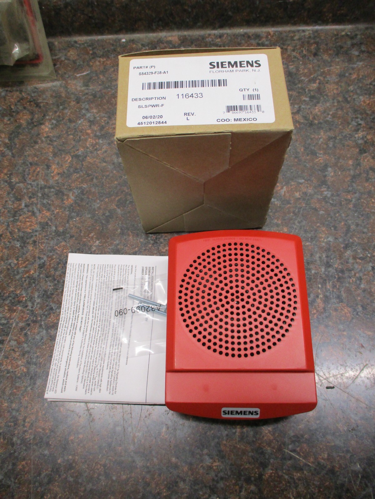 Siemens S54329-F38-A1 SLSPWR-F Red Wall Speaker Wall Mount Fire ...