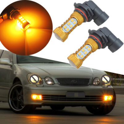 2pcs Amber Yellow 9006 LED Fog Light Bulbs HB4 9012 Fog Driving Lamp 27 ...