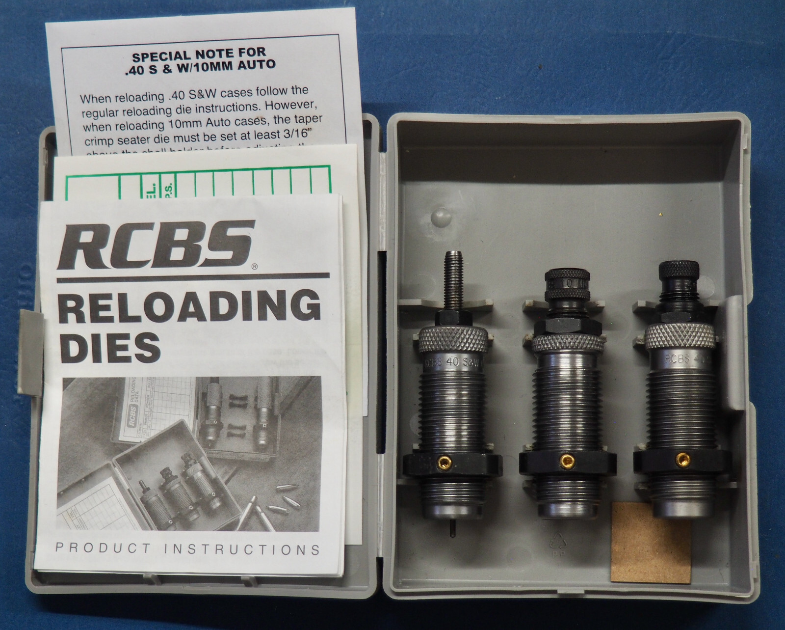 RCBS .40 S&W/ 10mm Auto-(Carbide) 3-Die Set-(22115)-Taper Crimp-(SWC ...