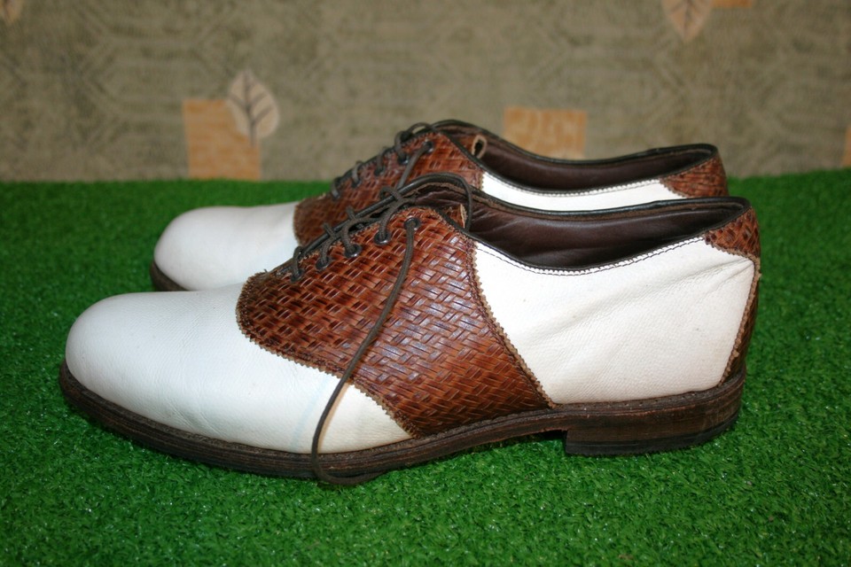 Allen Edmonds Redan White/Brown Leather Golf Shoes 11 D | eBay