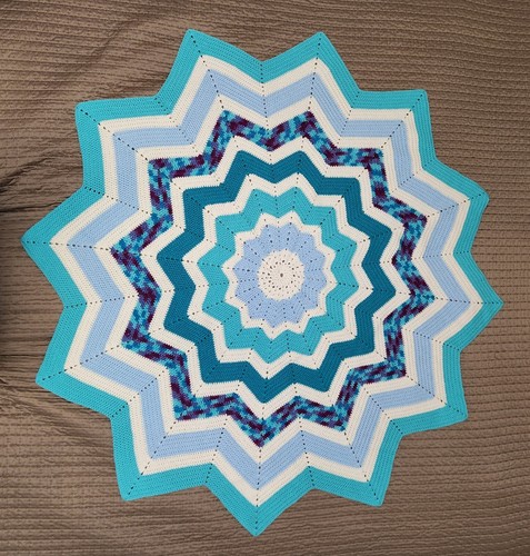 Round Starburst Handcrafted Handmade Crochet Rug Afghan Throw Blanket ...