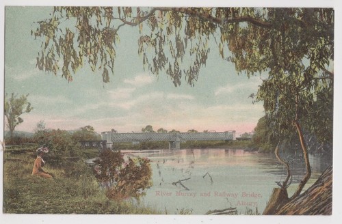 NSW - ALBURY, River Murray & Railway Bridge vintage postcard, 1908 ...