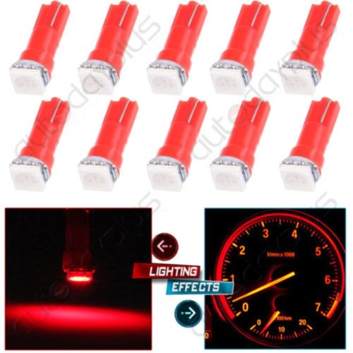 10x T5 Red 206 74 Dashboard Gauge 1SMD 5050 LED Wedge Lamp Bulbs Light ...