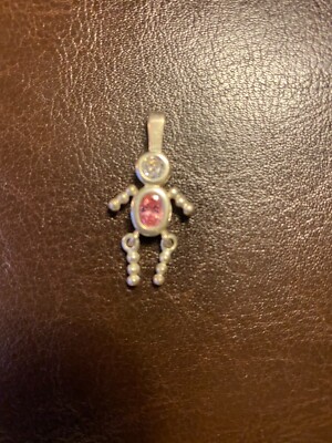 Sterling Silver October Pink Birthstone. Boy Charm Pendant | eBay