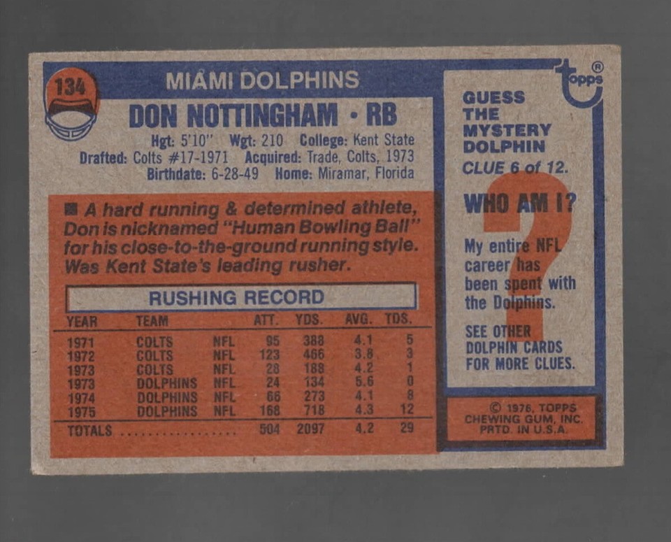 1976 Topps #134 Don Nottingham Excellent | eBay