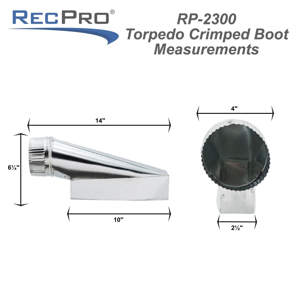 RecPro RV Ducting 4 Inch 90-Degree Register Boot | Torpedo Crimped Boot ...
