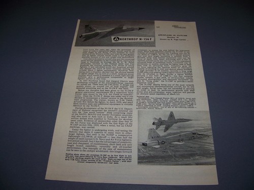 VINTAGE..NORTHROP N-156F..6-VIEWS/CROSS SECTIONS/COLORS/SPECS...RARE ...