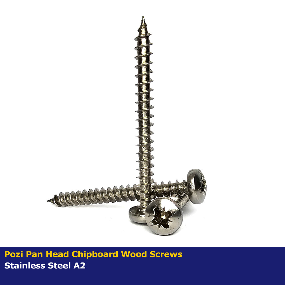 M4.5 - 4.5mm POZI PAN HEAD CHIPBOARD WOOD SCREWS STAINLESS STEEL A2 ...