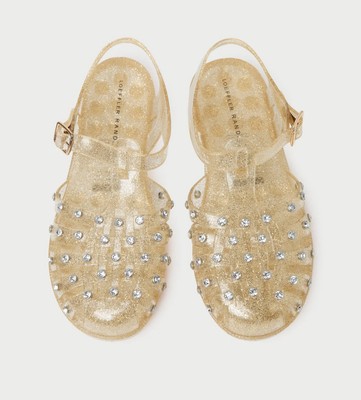 Loeffler Randall RHYS Champagne/Gold Glitter Jelly Sandal New in Box | eBay