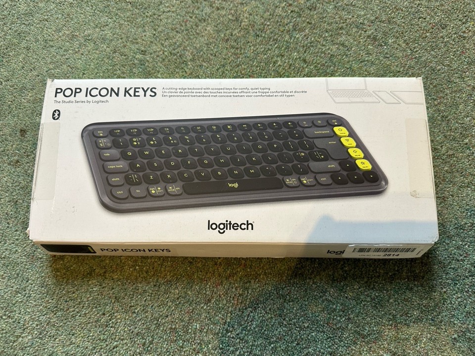 Logitech Pop Icon Keys Wireless Bluetooth Keyboard UK English Layout ...
