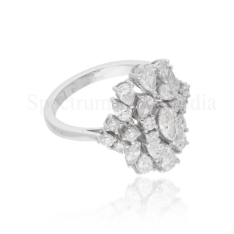 1.85 Ct Natural H/SI Multi Diamond Cluster Cocktail Ring 14k White ...