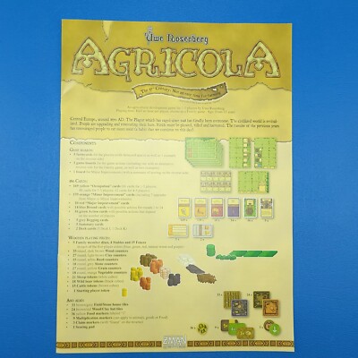 Agricola Board Game Rules Book Instructions Replacement Game Piece | eBay