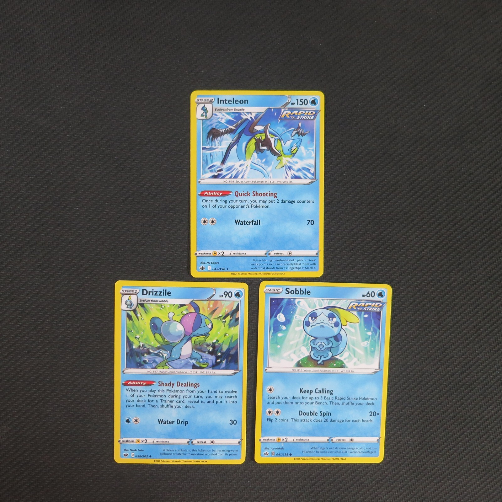 Inteleon 043/198 Rare Drizzile 056/202 041/198 Chilling Reign Pokemon ...