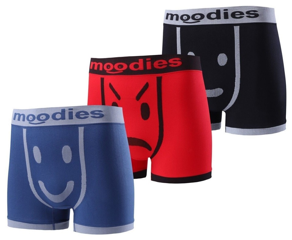 3 Pairs Mens Moodies Seamless Boxer Shorts Trunks Briefs Adults ...