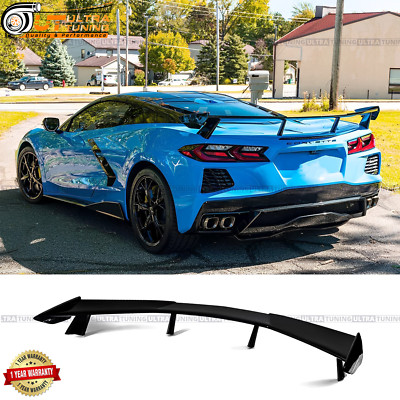 For Chevrolet Corvette C8 2020-2026 Gloss Black Rear High Wing Spoiler ...