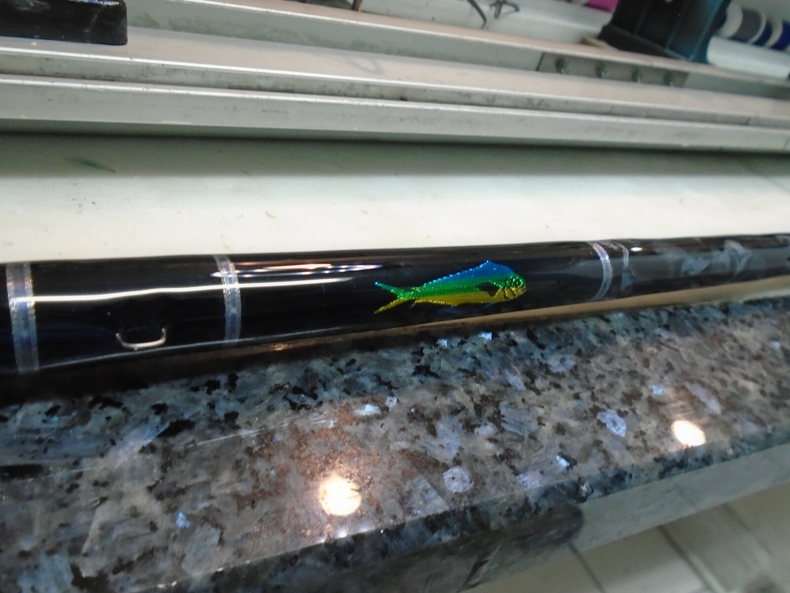 New, custom, 7'0", 30-50 lb spinning rod w/hand-woven dorado/mahi-mahi ...