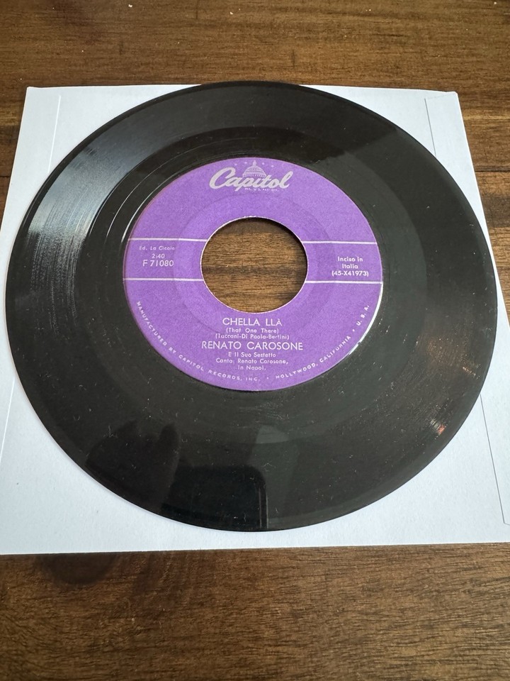 RENATO CAROSONE - TORERO / CHELLA LLA - CAPITOL F-71080 - 45 RPM Record ...