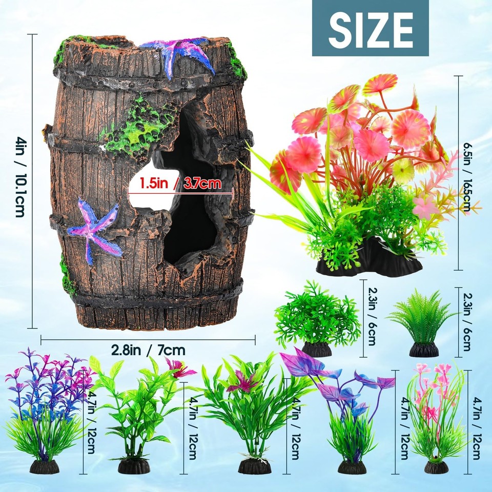 CousDUoBe Fish Broken Barrel Decor Fish Tank Decorations Betta Fish ...