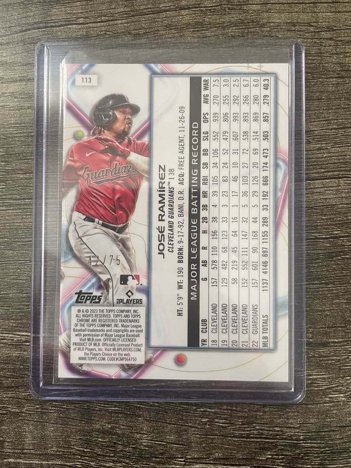 2023 Topps Chrome Cosmic Jose Ramirez Green Space Dust Refractor #113 ...