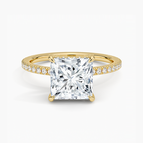 2 Ct Princess Cut Lab Grown Diamond Hidden Halo Engagement Ring 14k ...