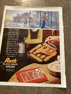 1960 Vintage Print Ad Rath Black Hawk Bacon | eBay