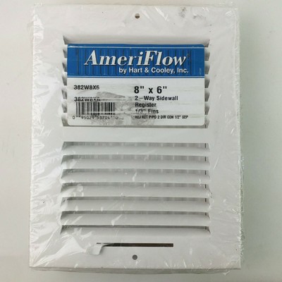 382W8X6 2 Way Sidewall Register 8 x 6 in White 1/3" Fins G1 | eBay