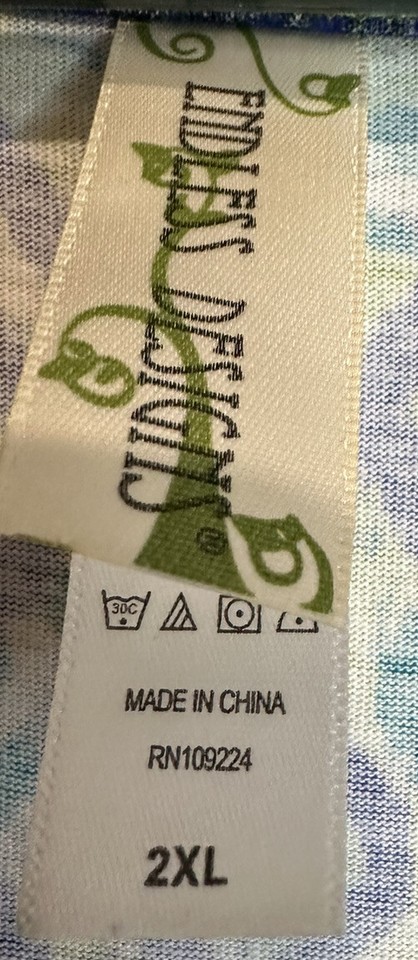 Endless Designs Women’s Blue and Green Tee Shirt Size 2XL | eBay