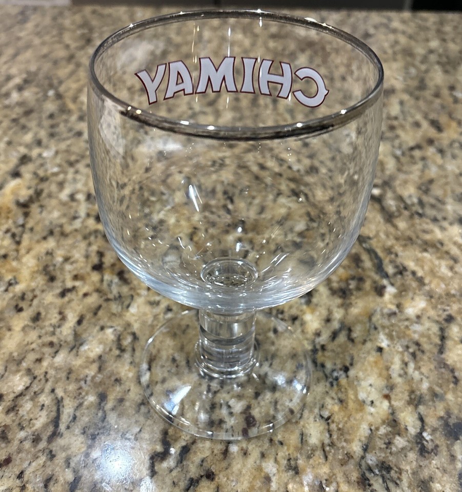 Chimay Beer Glass Chalice Stemmed 16 oz Durobor Silver Rimmed Belgium ...