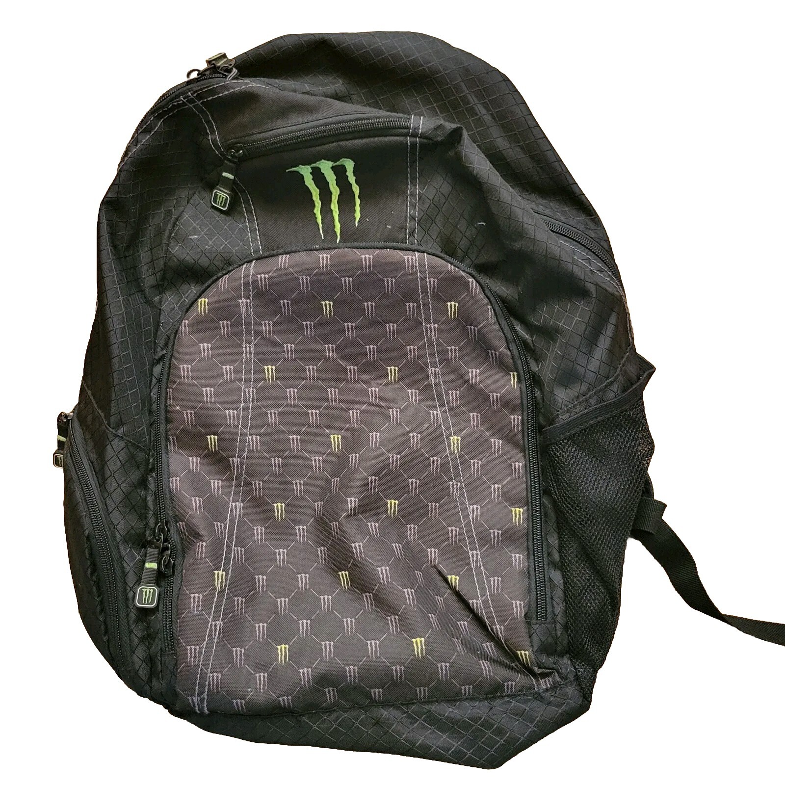Monster Energy Drink Logo Print and Embroidered Backp… - Gem
