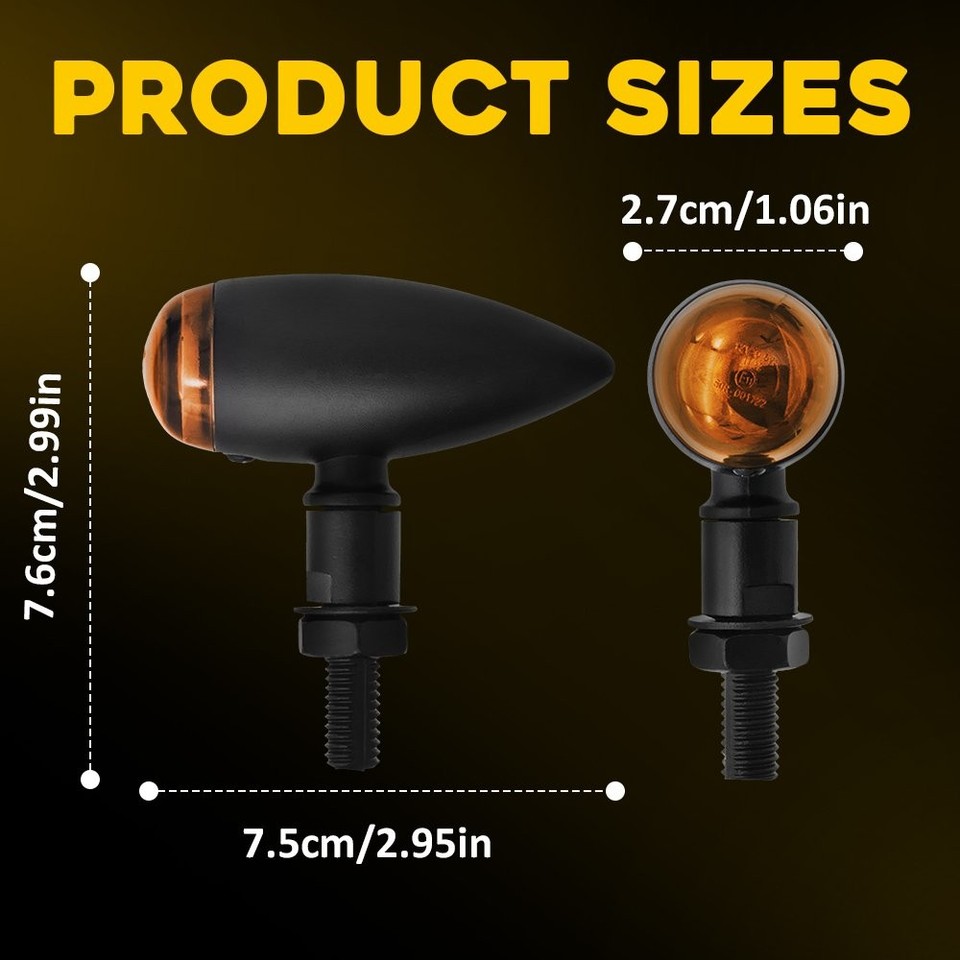 4PC Amber Motorcycle LED Bullet Blinker Brake Turn Signal Tail Light ...