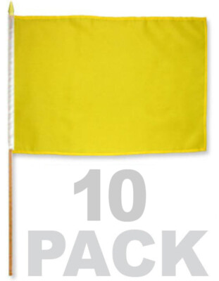 One Dozen (12 pcs) 12x18 YELLOW STICK FLAG Hand Held Solid Color | eBay