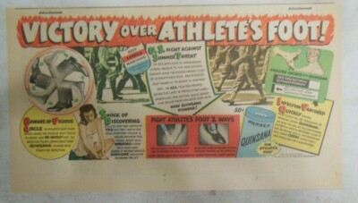 Quinsana for Athletes Foot Ad: Victory Over A.F. 1940's Size: 7.5 x 15 ...