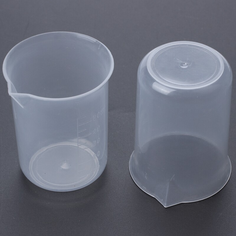 50mL Graduated Beaker Clear Plastic Measuring Cup for Lab 2 Pcs ...