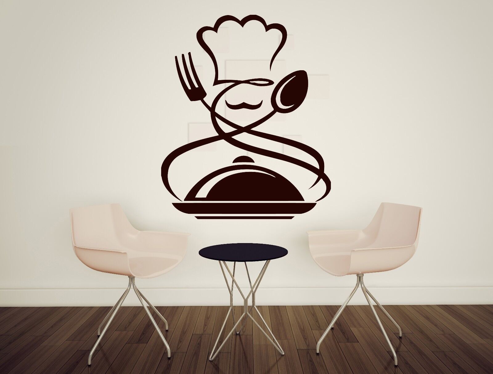 Wall Sticker Vinyl Decal Cook Chef Hat Mustache Spoon Fork Dish (n189 ...