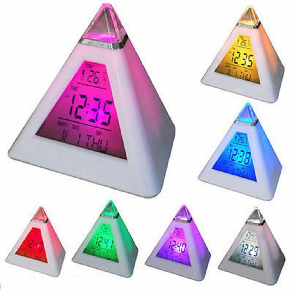 Digital Pyramid Bedside Clocks Thermometer Meter Number Clock Alarm ...