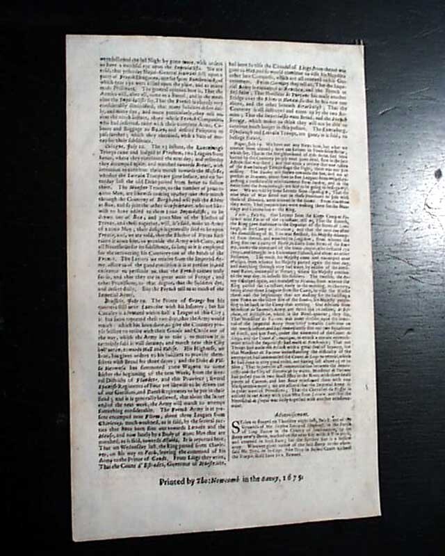 Early Rare 17th Century 349 Years old London Gazette England RARE 1675 ...