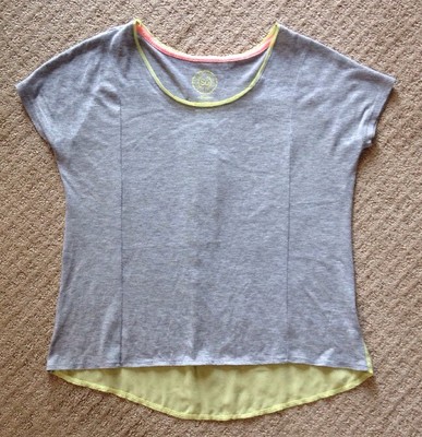 Juniors So Gray and Yellow Neon Sheer Drop Hem Top-size M | eBay
